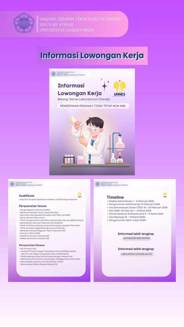 [Lowongan Kerja] Teknisi Laboratorium – UNNES – teknologiveteriner.sv ...